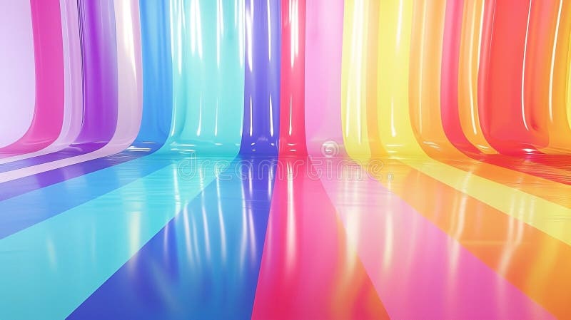 Colourful Rainbow Spectrum Rendering Empty Room with Bright Rays and ...