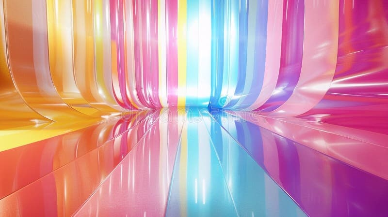 Colourful Rainbow Spectrum Rendering Empty Room with Bright Rays and ...