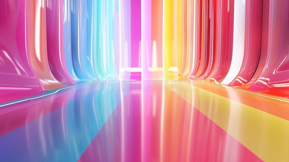 Colourful Rainbow Spectrum Rendering Empty Room with Bright Rays and ...