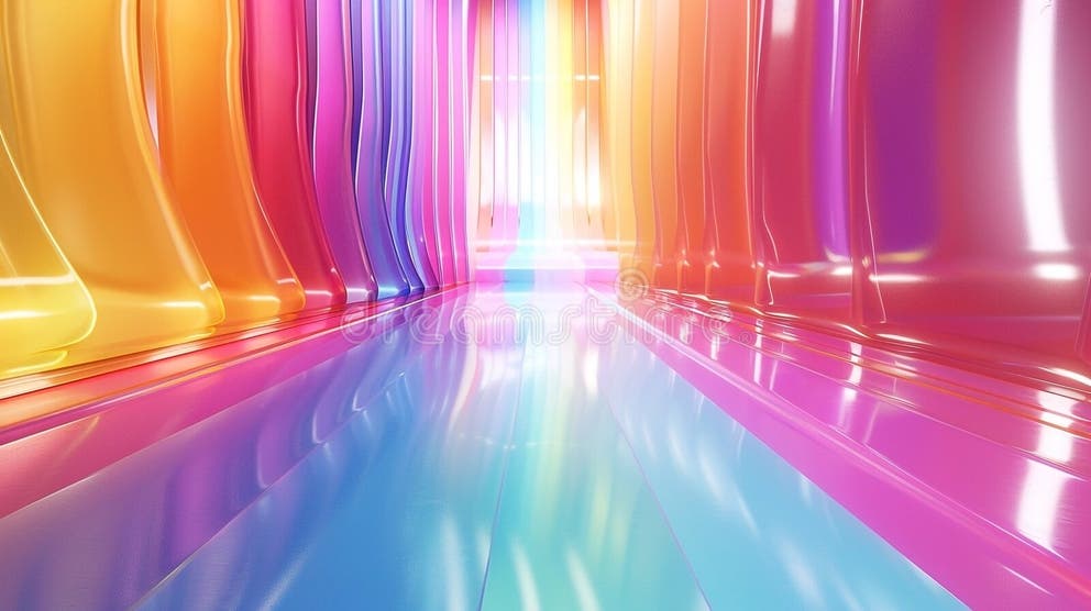 Colourful Rainbow Spectrum Rendering Empty Room with Bright Rays and ...