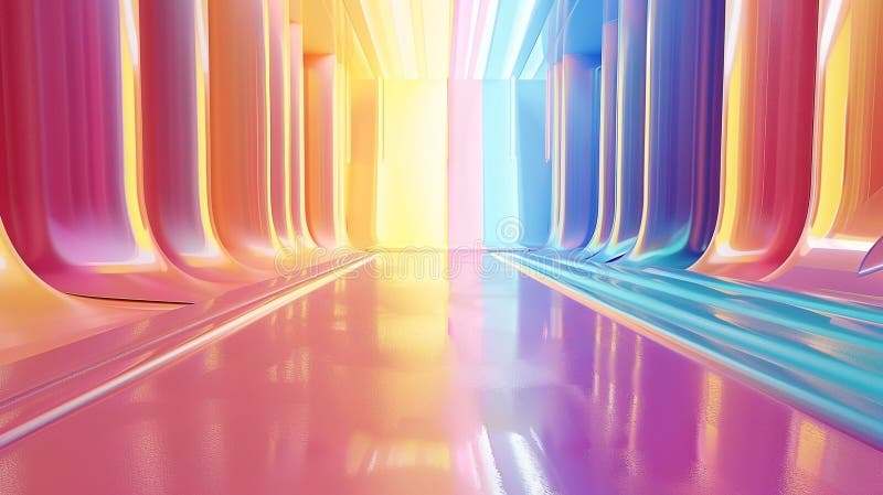 Colourful Rainbow Spectrum Rendering Empty Room with Bright Rays and ...