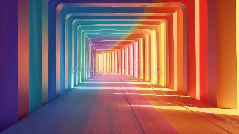 Colourful Rainbow Spectrum Rendering Empty Room with Bright Rays and ...