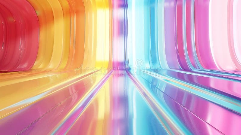 Colourful Rainbow Spectrum Rendering Empty Room with Bright Rays and ...