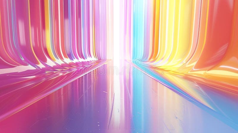 Colourful Rainbow Spectrum Rendering Empty Room with Bright Rays and ...