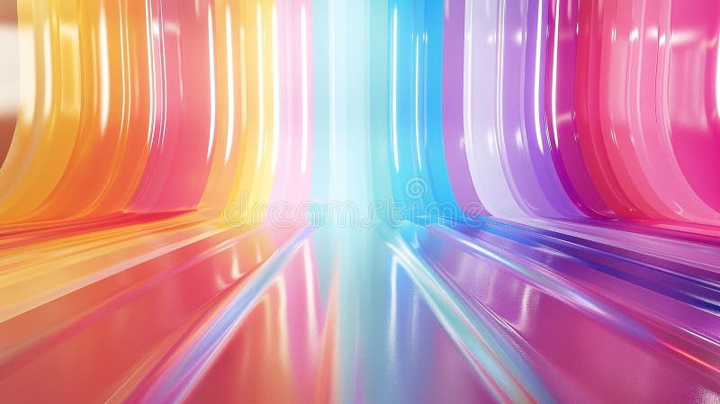 Colourful Rainbow Spectrum Rendering Empty Room with Bright Rays and ...