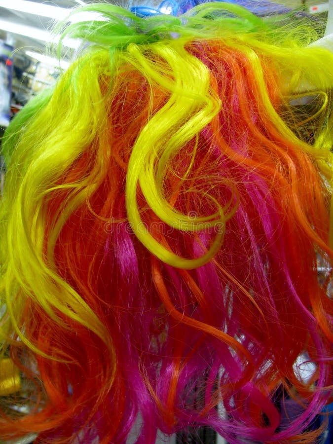 Colourful Rainbow Wig Closeup Stock Photo - Image of creativity, store ...