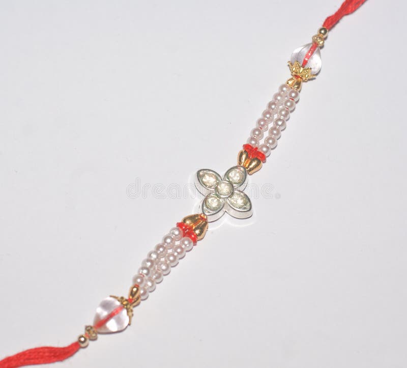 A Colourful Rakhi with White Stones. Stock Photo - Image of affection ...
