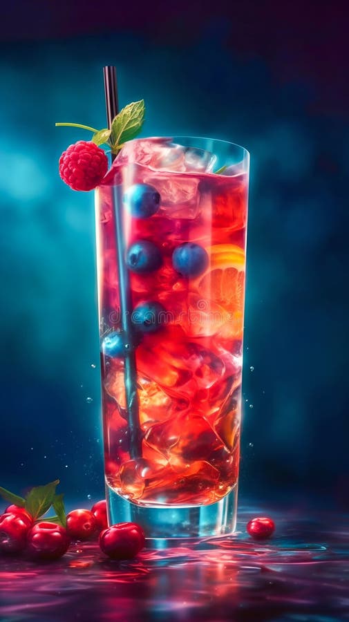 Colourful and Refreshing Cocktail. Generative AI Stock Illustration ...