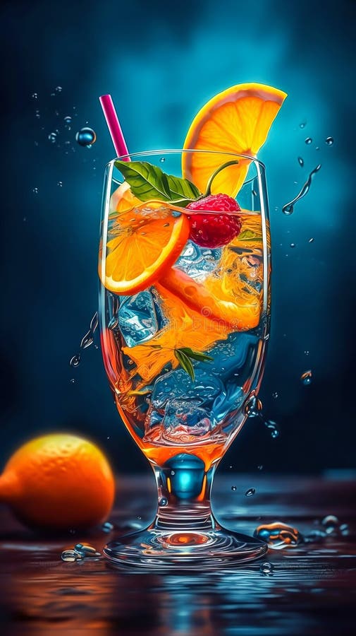 Colourful and Refreshing Cocktail. Generative AI Stock Illustration ...