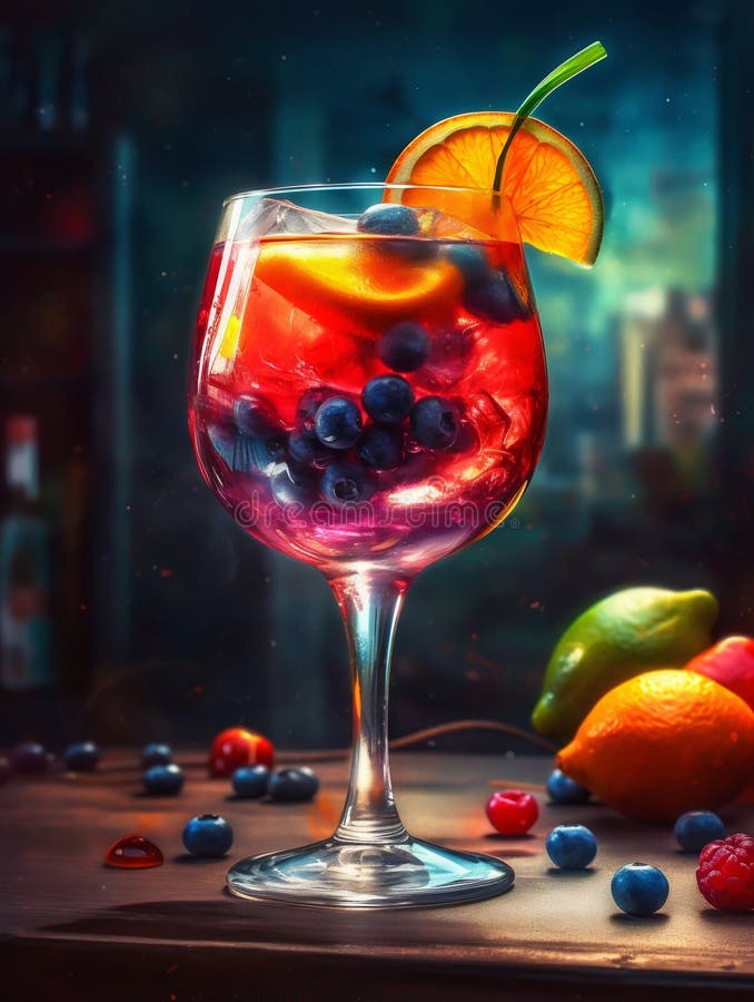 Colourful and Refreshing Cocktail. Generative AI Stock Illustration ...