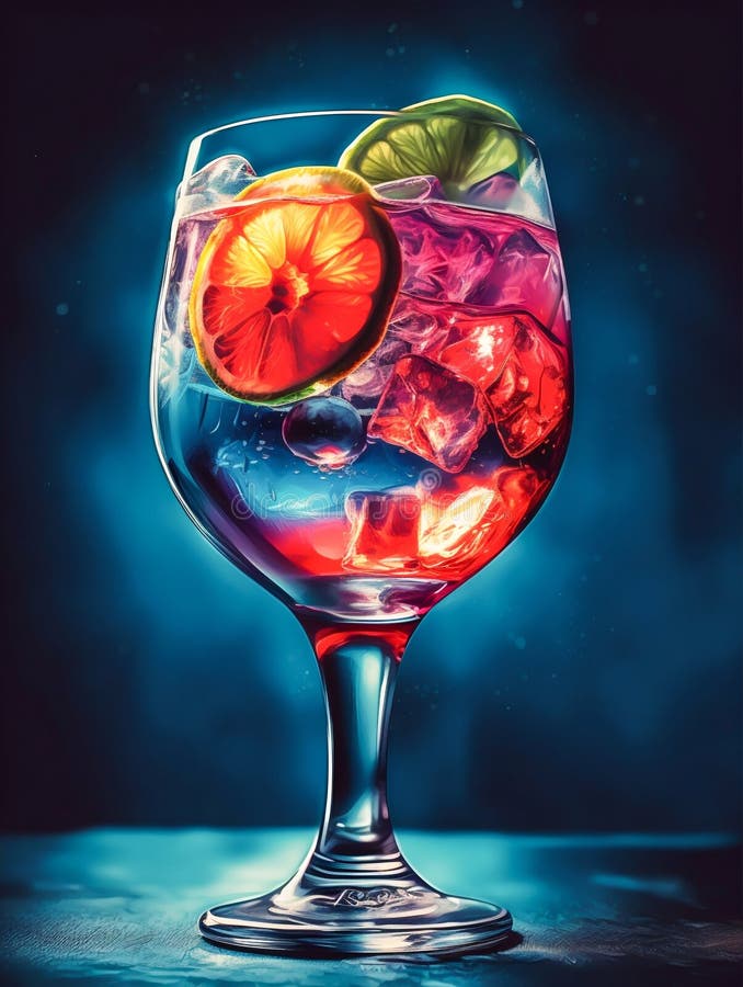 Colourful and Refreshing Cocktail. Generative AI Stock Illustration ...