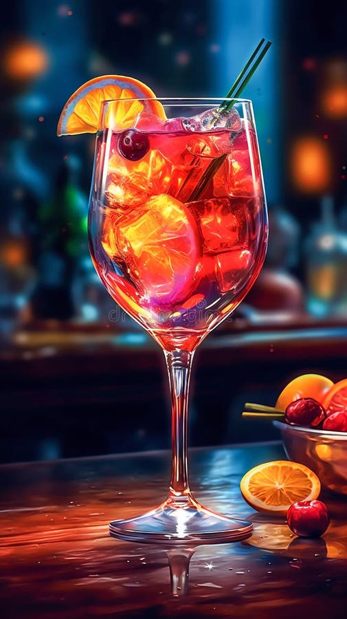 Colourful and Refreshing Cocktail. Generative AI Stock Illustration ...