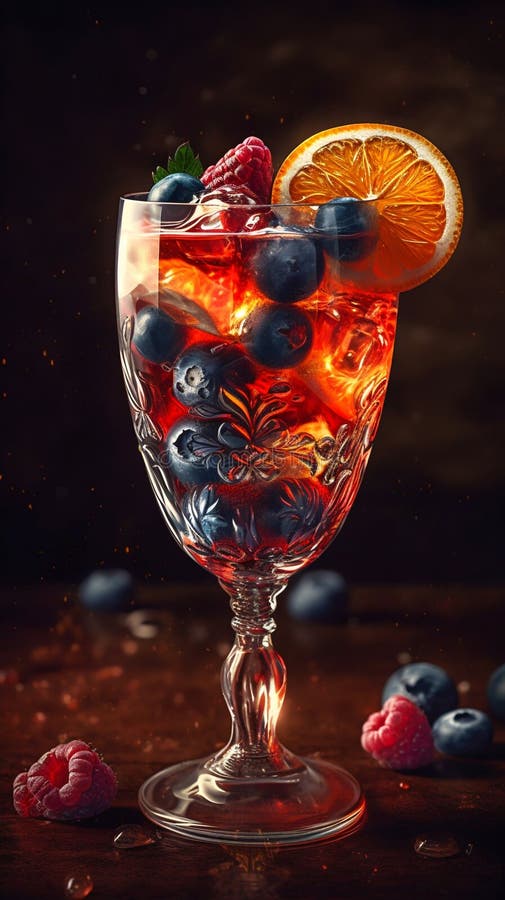 Colourful and Refreshing Cocktail. Generative AI Stock Illustration ...