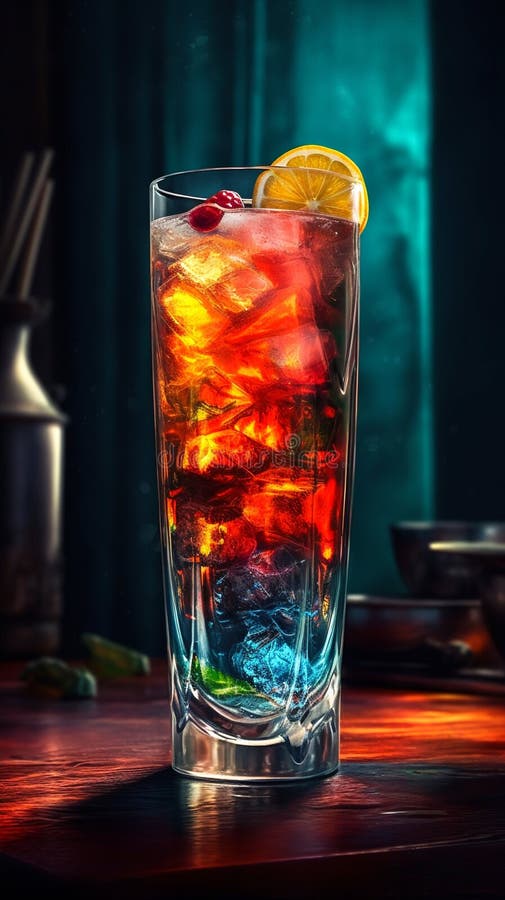 Colourful and Refreshing Cocktail. Generative AI Stock Illustration ...
