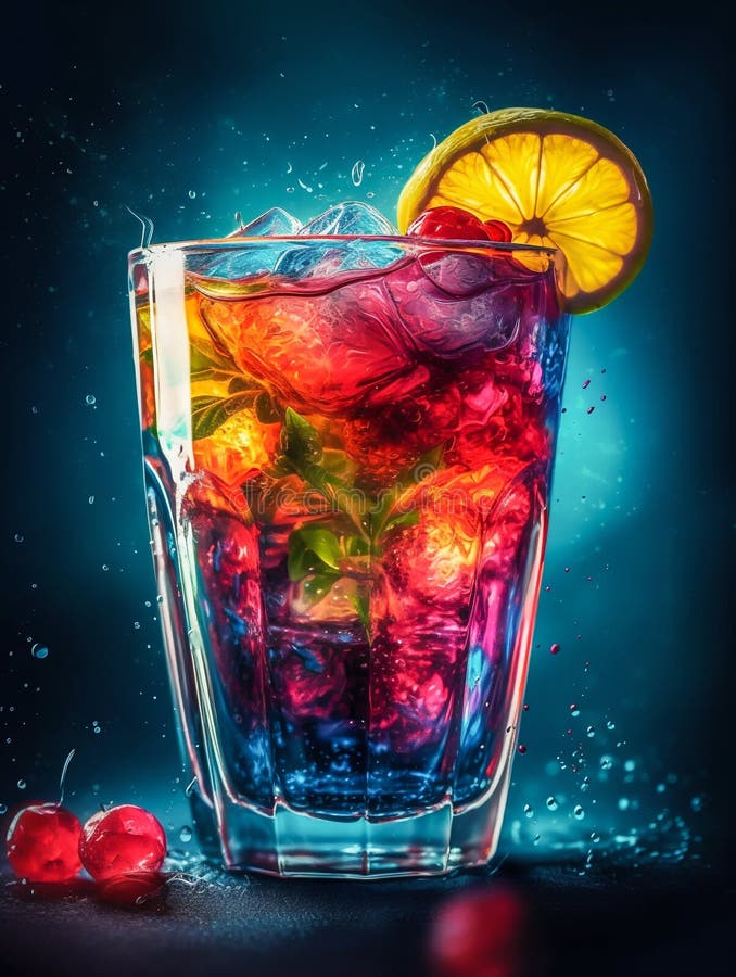 Colourful and Refreshing Cocktail. Generative AI Stock Illustration ...