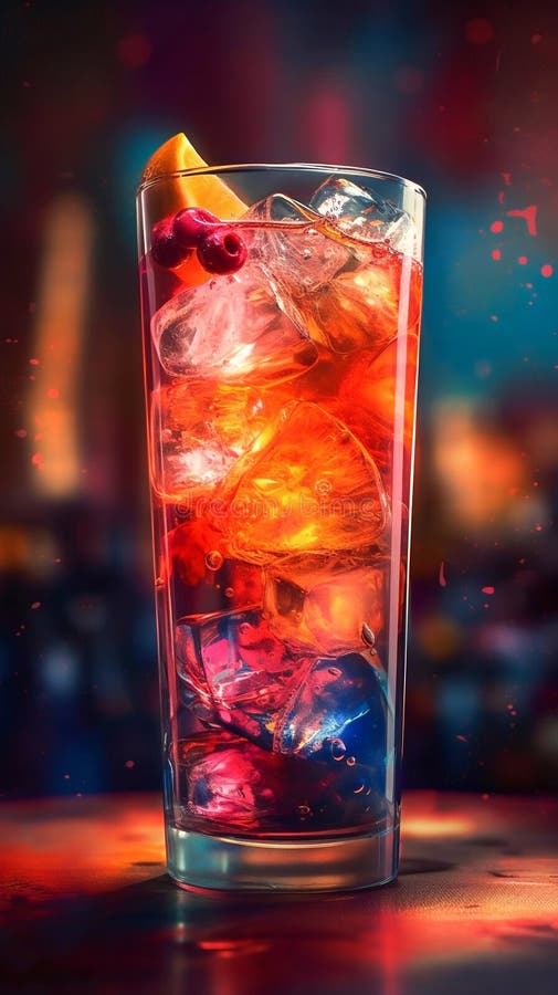 Colourful and Refreshing Cocktail. Generative AI Stock Illustration ...