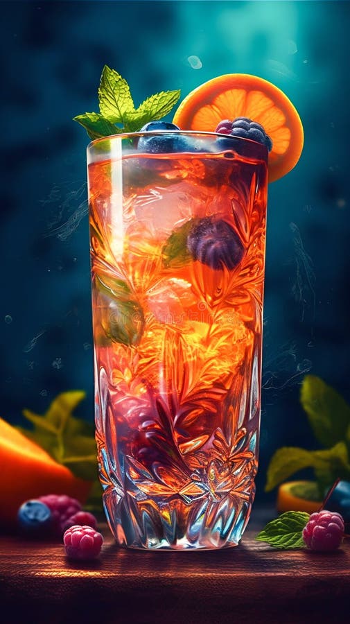 Colourful and Refreshing Cocktail. Generative AI Stock Illustration ...