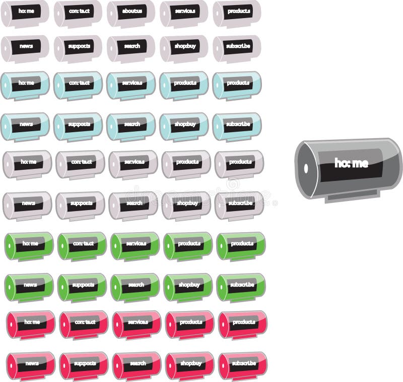 Set of Retro 3D Buttons Vector Stock Vector - Illustration of icon ...