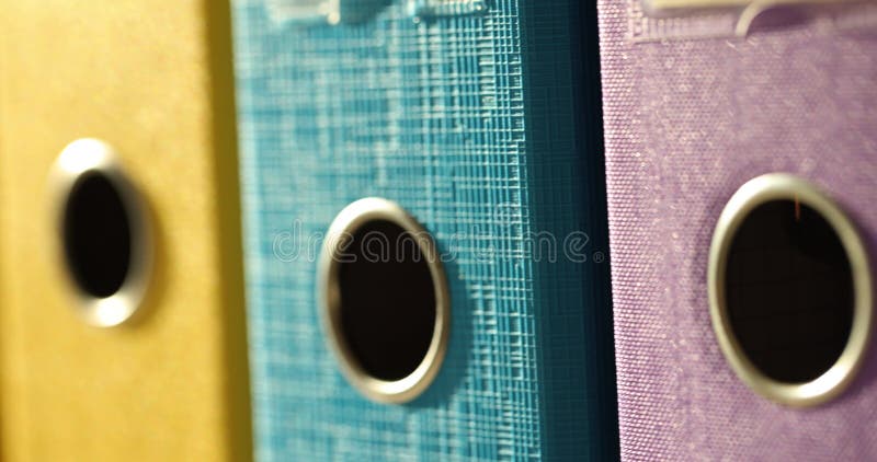 Colourful Ring Binders with Different Information on Shelf Stock ...