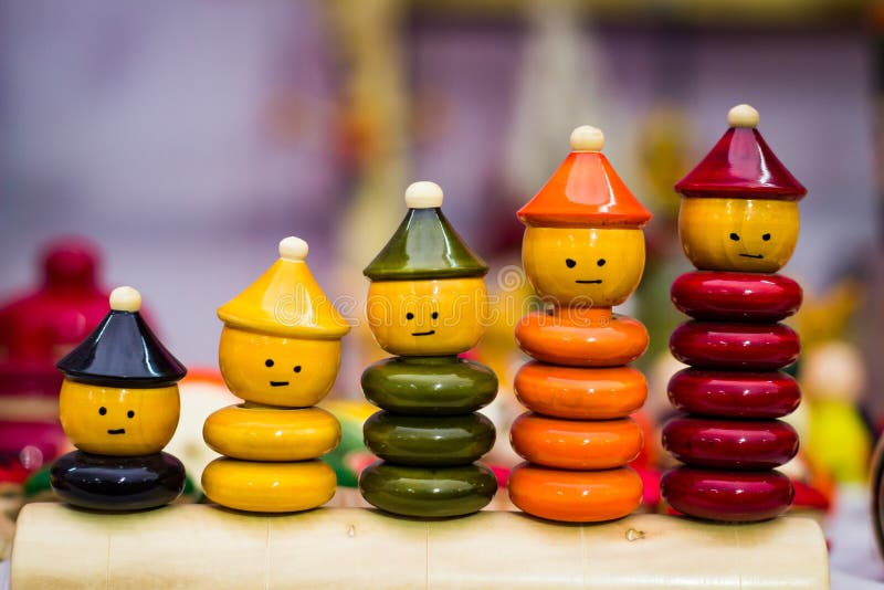 Colourful Ring Toy Stacking Doll Figures with Increasing Sizes Stock ...