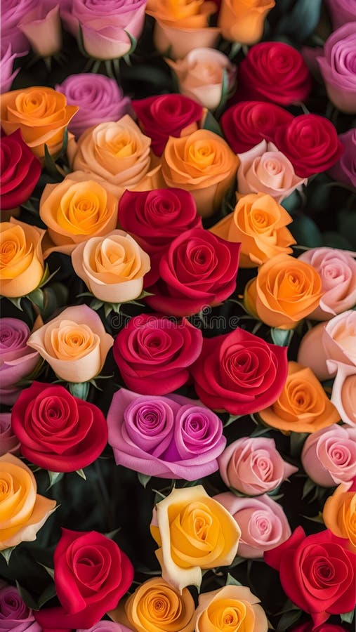 Colourful Roses on Display in the Shop Illustration Artificial ...