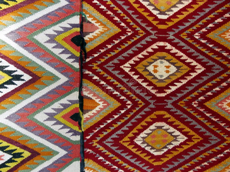 Colourful Rug Background Divided into Two Sections Stock Photo - Image ...