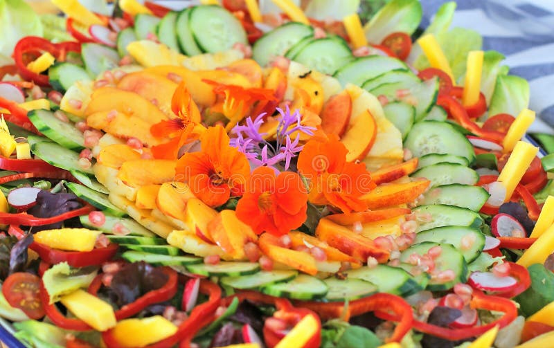 Colourful salad stock image. Image of cucumber, nasturtium - 39666705