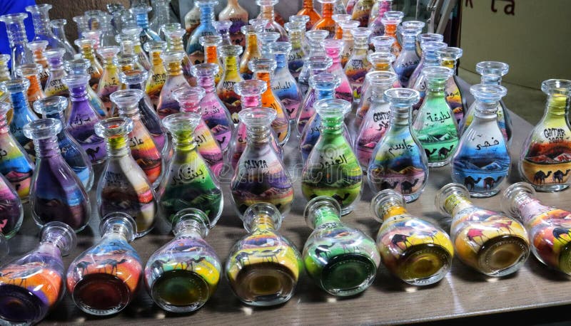 Colourful Sand in Glass Botle for Artwork Stock Photo - Image of market ...