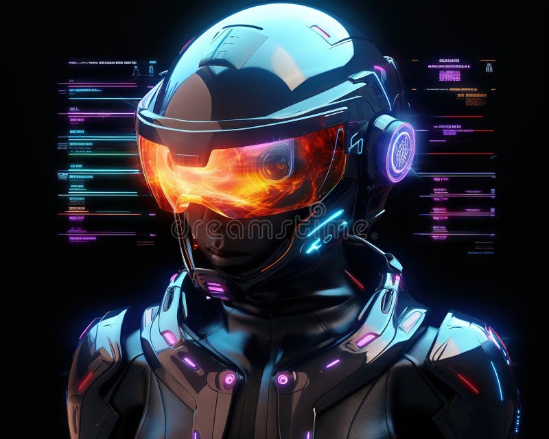 Colourful Sci-fi Helmet HUD. Stock Illustration - Illustration of ...