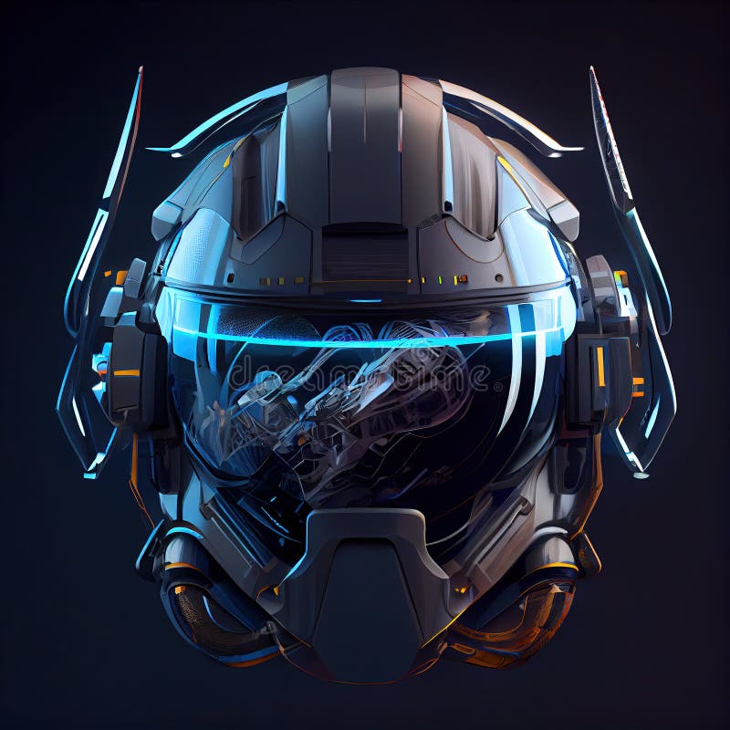 Colourful Sci-Fi Helmet HUD - Generative AI Illustration Stock ...