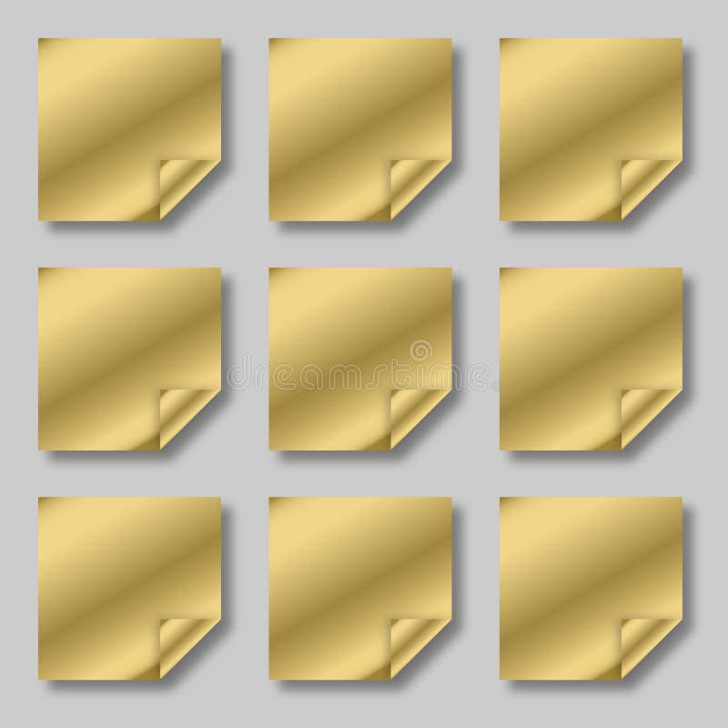 Gold Foil Set of Post-it Notes, Vector Illustration Stock Vector ...