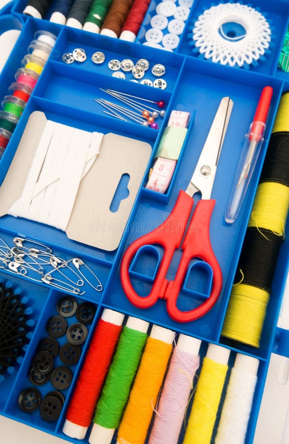 Colourful Sewing Kit with Many Items Stock Image - Image of tape ...