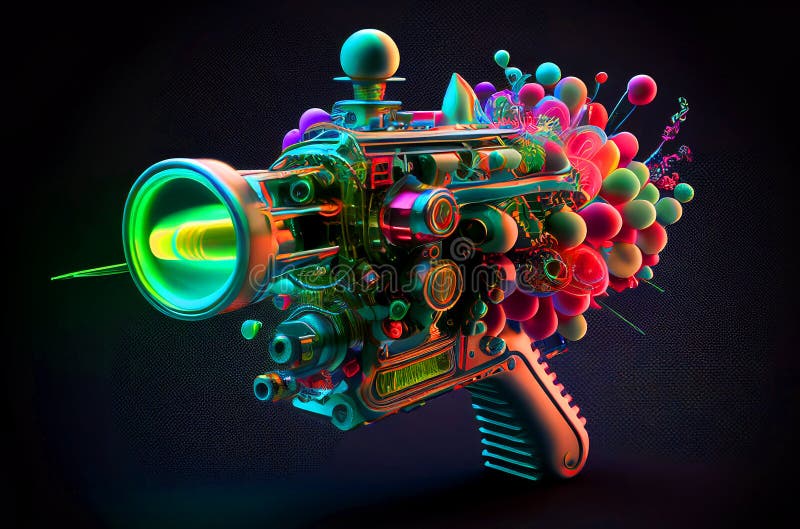Colourful Si-Fi Ray Gun Generative AI Illustration Stock Illustration ...