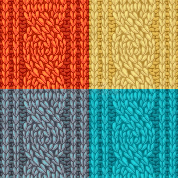 Colourful Six-Stitch Cable Stitch Textures. Stock Vector - Illustration ...