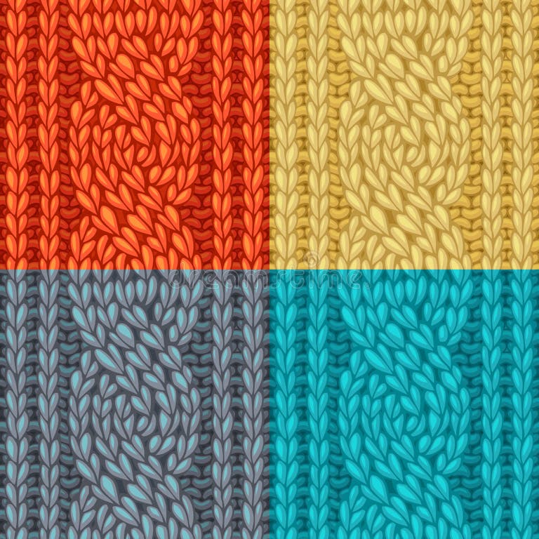 Colourful Six-Stitch Cable Stitch Textures. Stock Vector - Illustration ...