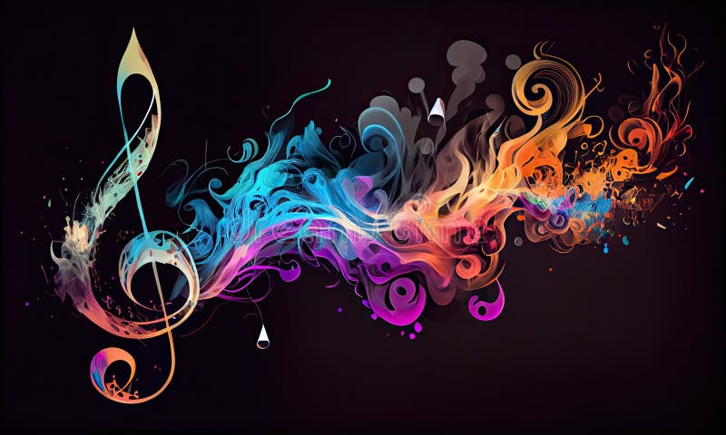 Colourful Smoke with Music Notes, Generative AI Stock Illustration ...