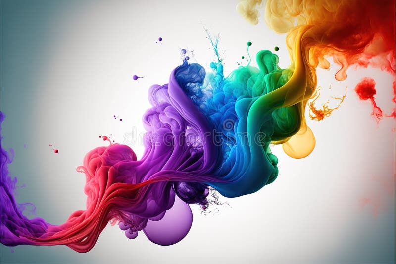 Colourful Smoke Trails Floating on White Background, Created Using ...