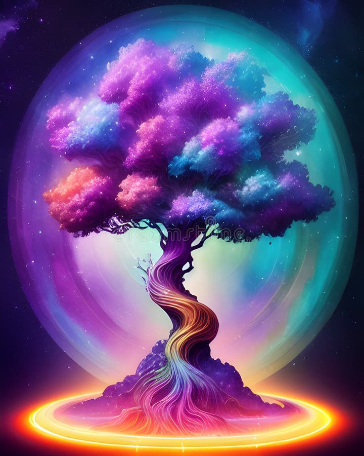 Colourful space tree stock illustration. Illustration of nebula - 293196448