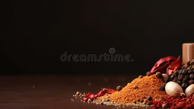 Colourful Spices with Black Background Stock Illustration ...