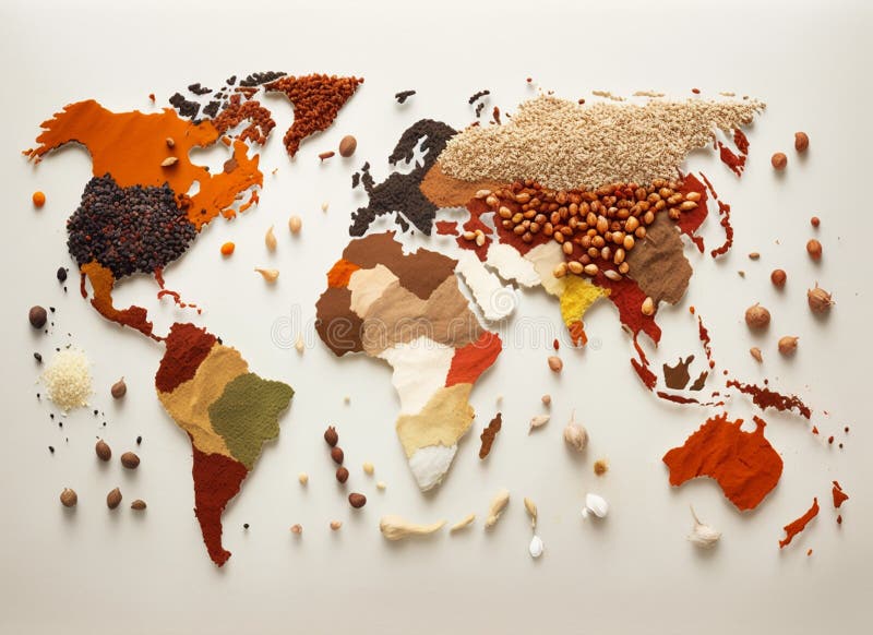 Colourful spices world map stock illustration. Illustration of meal ...