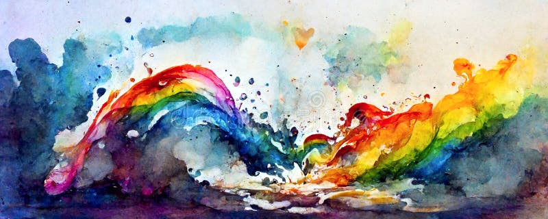 Watercolor Rainbow Splash. Abstract Rainbow Coloured Watercolor ...