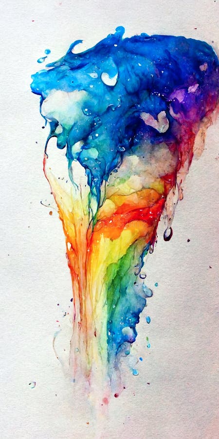 Watercolor Rainbow Splash. Abstract Rainbow Coloured Watercolor ...