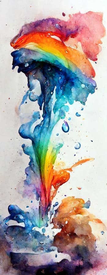 Watercolor Rainbow Splash. Abstract Rainbow Coloured Watercolor ...