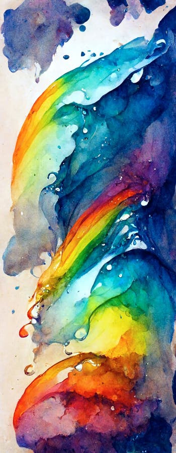 Watercolor Rainbow Splash. Abstract Rainbow Coloured Watercolor ...