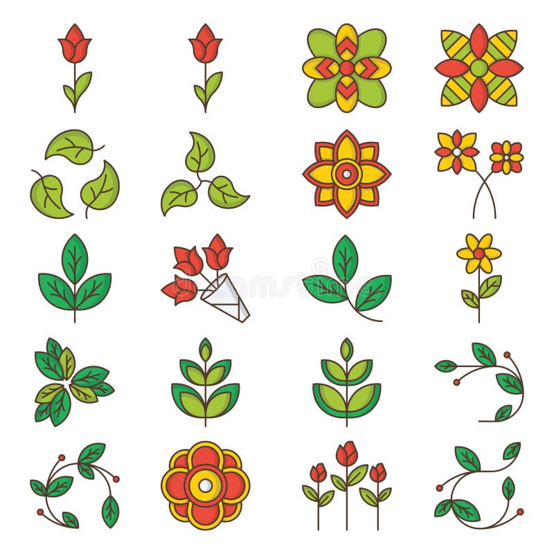 Colourful Spring Blossom Icons Vector Stock Illustration - Illustration ...