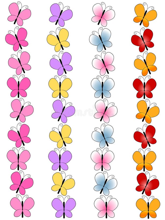 Colourful Spring Butterfly Borders Stock Illustration - Illustration of ...