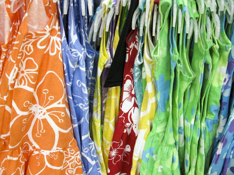 Colourful Spring Dresses Displayed Stock Image - Image of retail ...