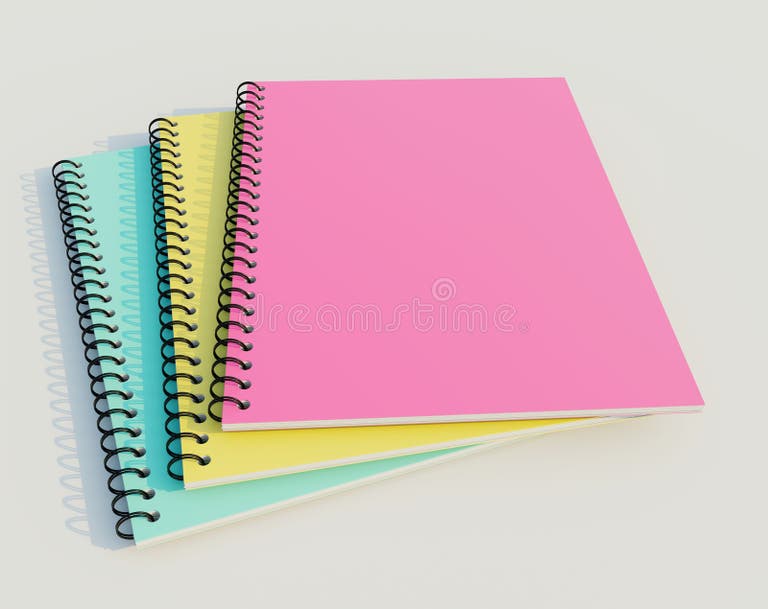 Colourful Stacked Spiral Binder Notebooks. Blank Notebooks. Side View ...