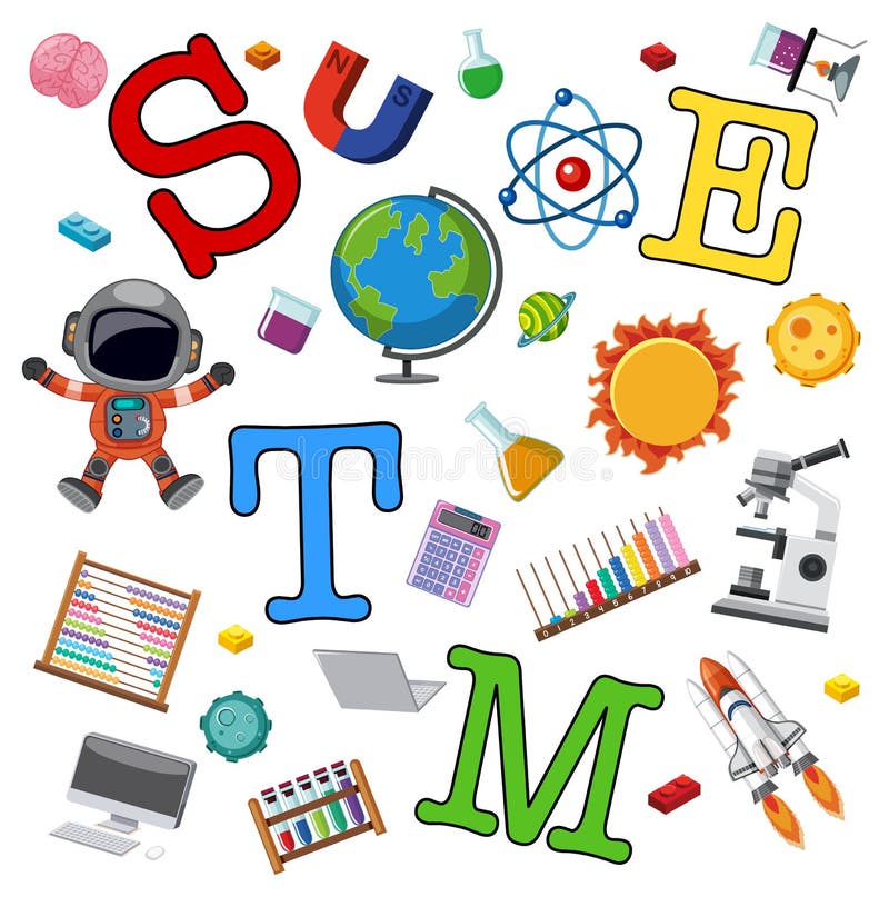 Colourful STEM Education Logo with Learning Elements Stock Vector ...