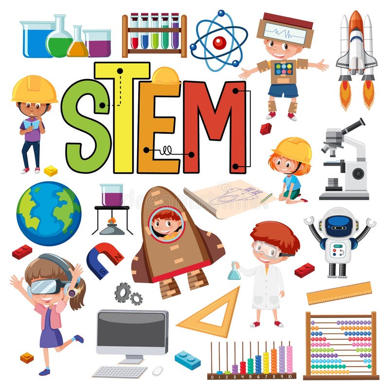 Colourful STEM Education Logo with Learning Elements Stock Vector ...